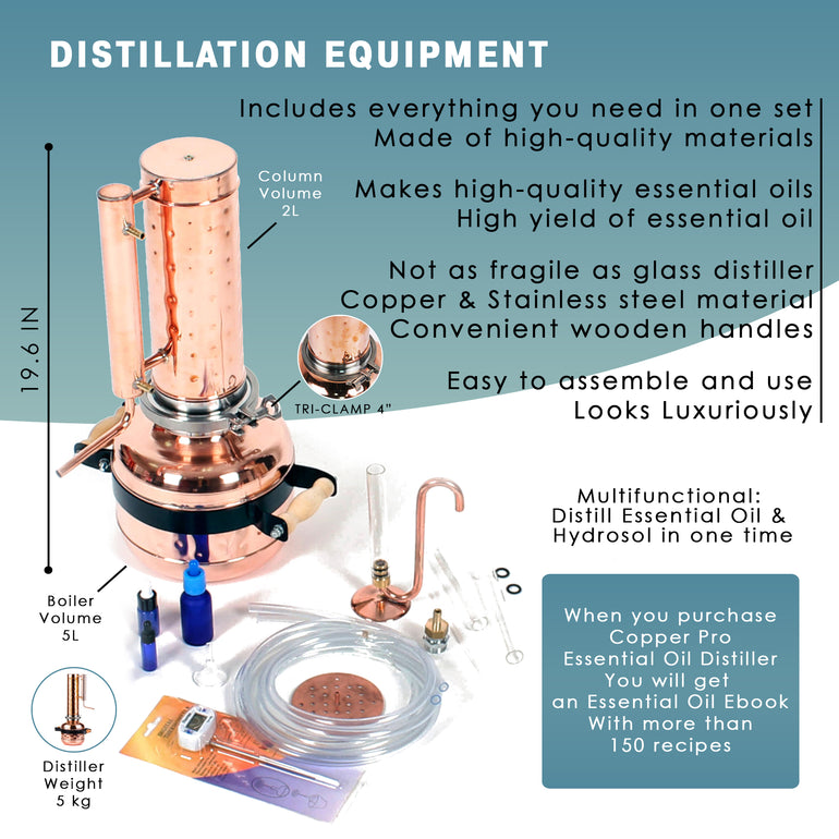 Essential Oil Distiller 1.3G (5L) | column 0.53G (2L) - Premium Kit ...